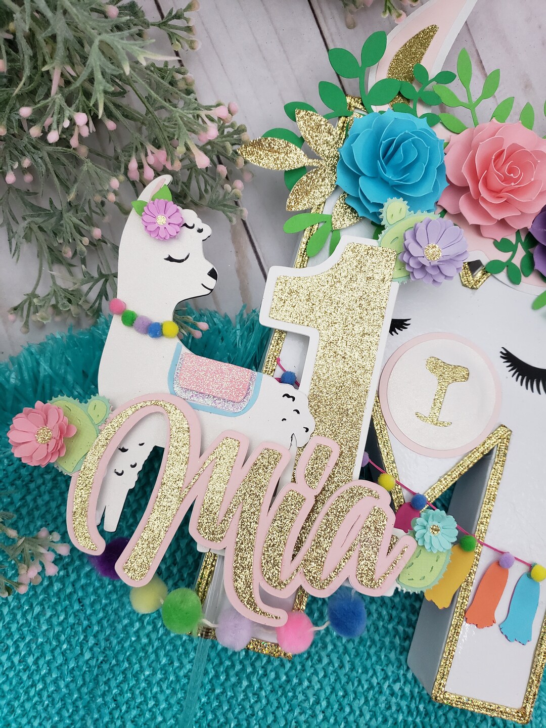 Llama Cake Topper, Llama Birthday Party, Llama Decor, Llama and Cactus ...