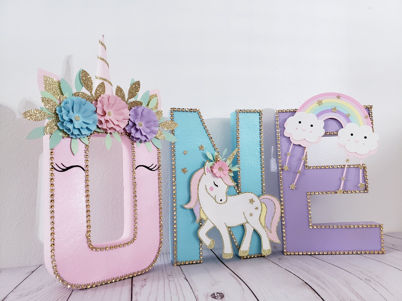 Unicorn One Letters, ONE Sign Photo Prop, Unicorn Birthday Party ...