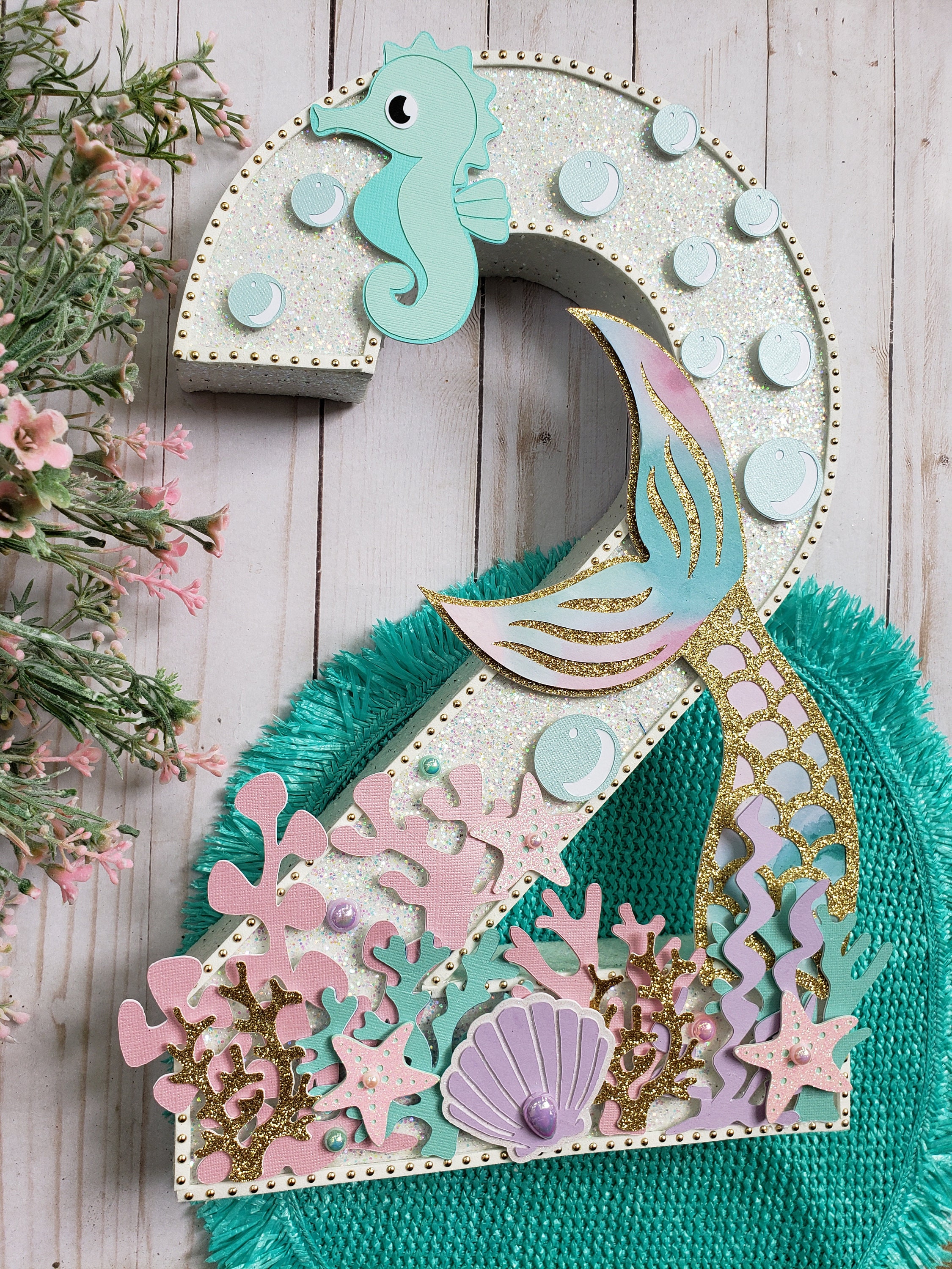 Mermaid 3D Number Mermaid Birthday Centerpiece Under the Sea - Etsy