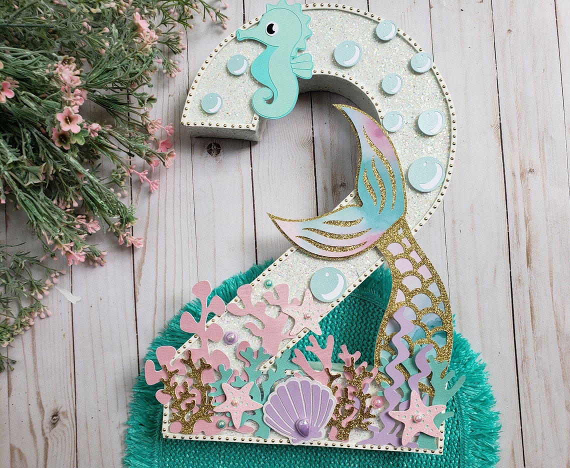 Mermaid 3D Number Mermaid Birthday Centerpiece Under the Sea - Etsy