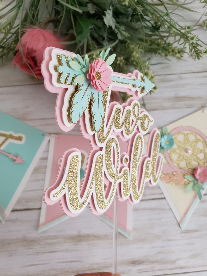 Two Wild Birthday Cake Topper, Bohemian Boho Tribal Native Theme - Etsy