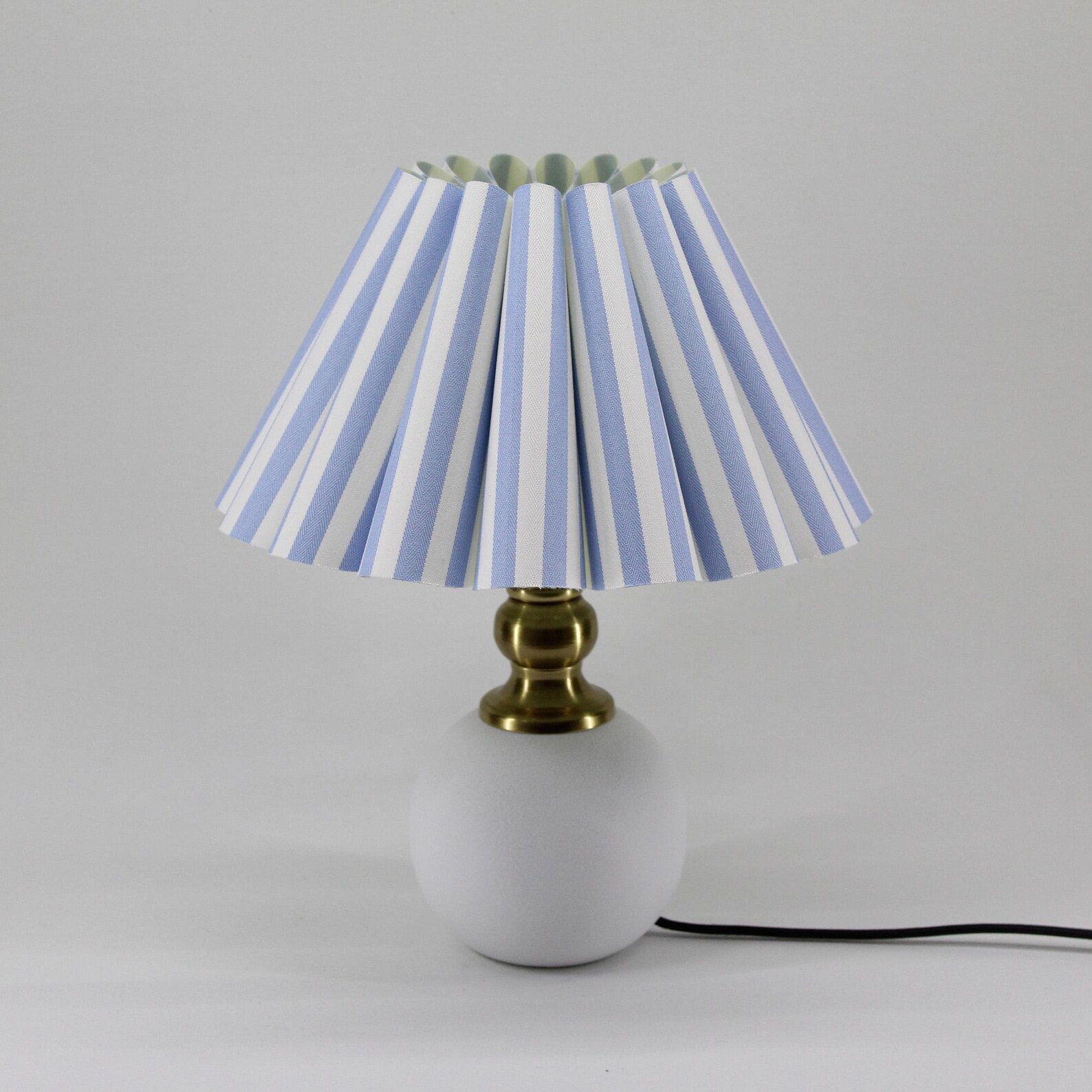 Handmade Scallop Light Blue Striped Lamp: Ceramic Base Table Lamp - Etsy