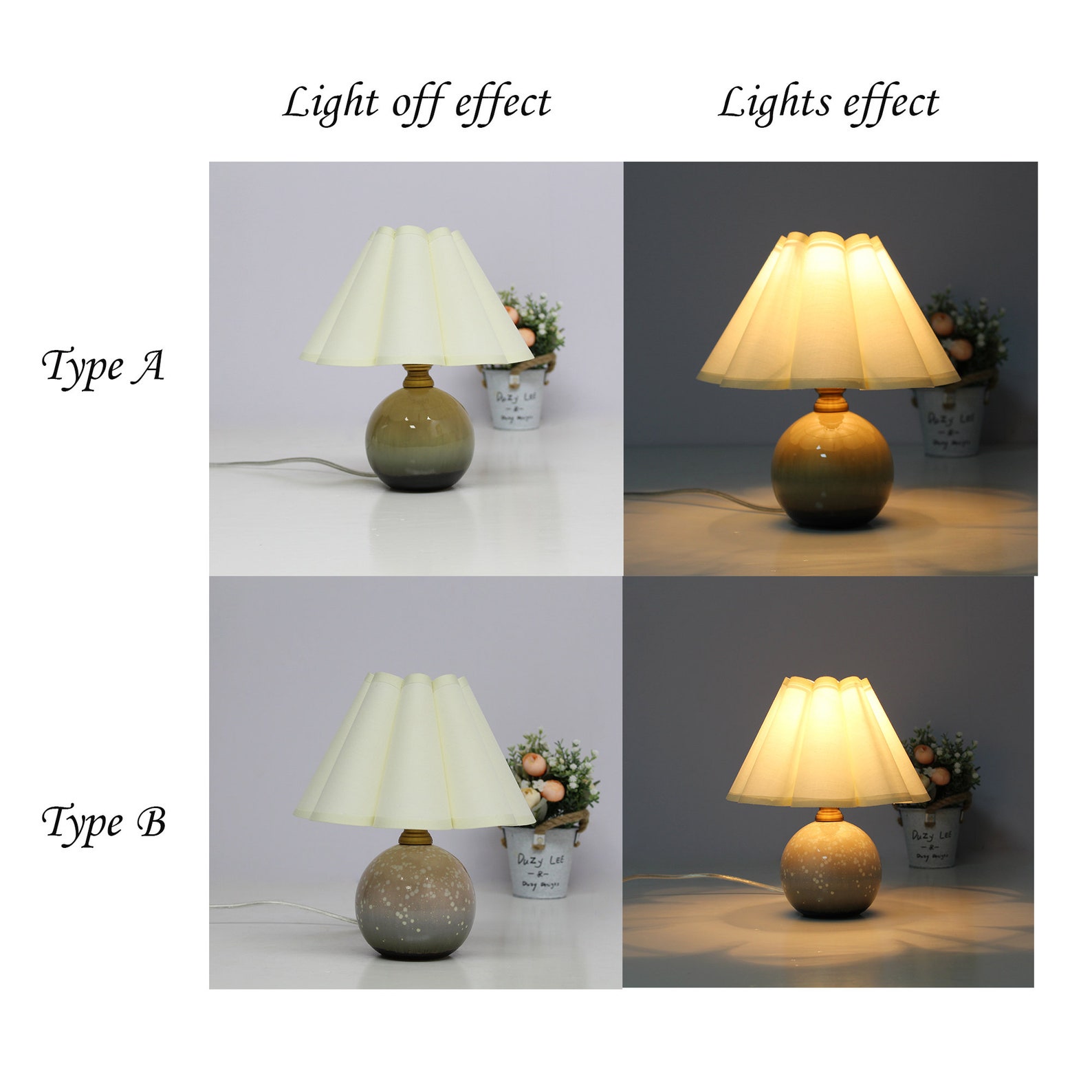 Duzy Diy Beige Romantic Warm Skirt Shape Ceramic Bedside Lamp - Etsy