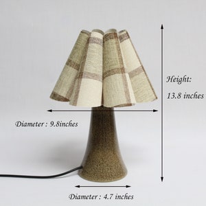 Duzy Khaki Checkered Fabric and Acrylic Skirt Shape Ceramic Table Lamp ...