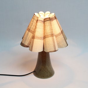 Duzy Khaki Checkered Fabric and Acrylic Skirt Shape Ceramic Table Lamp ...