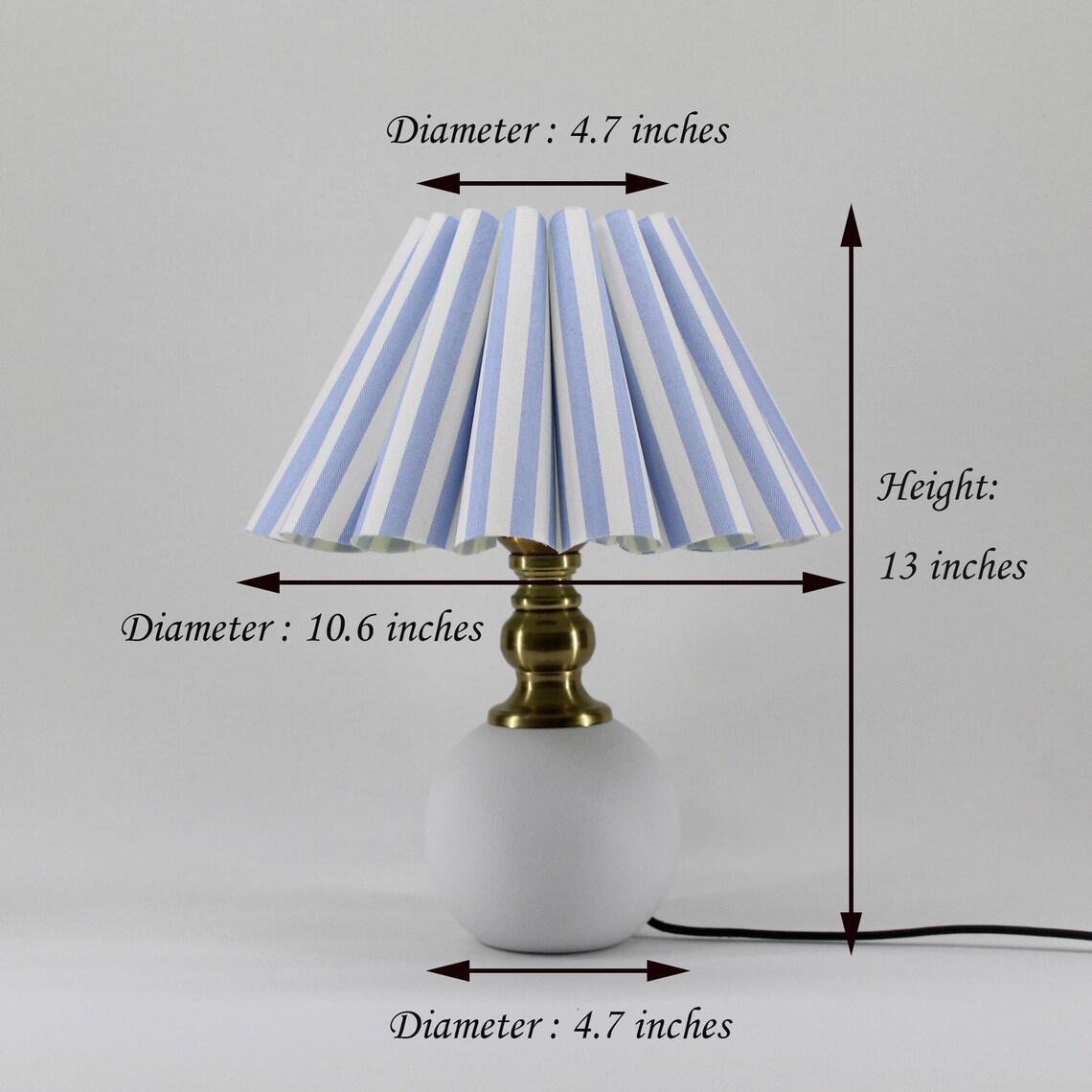 Handmade Scallop Light Blue Striped Lamp: Ceramic Base Table Lamp - Etsy