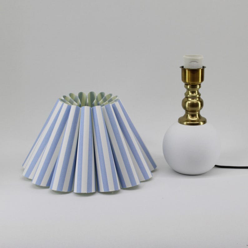 Handmade Scallop Light Blue Striped Lamp: Ceramic Base Table Lamp - Etsy