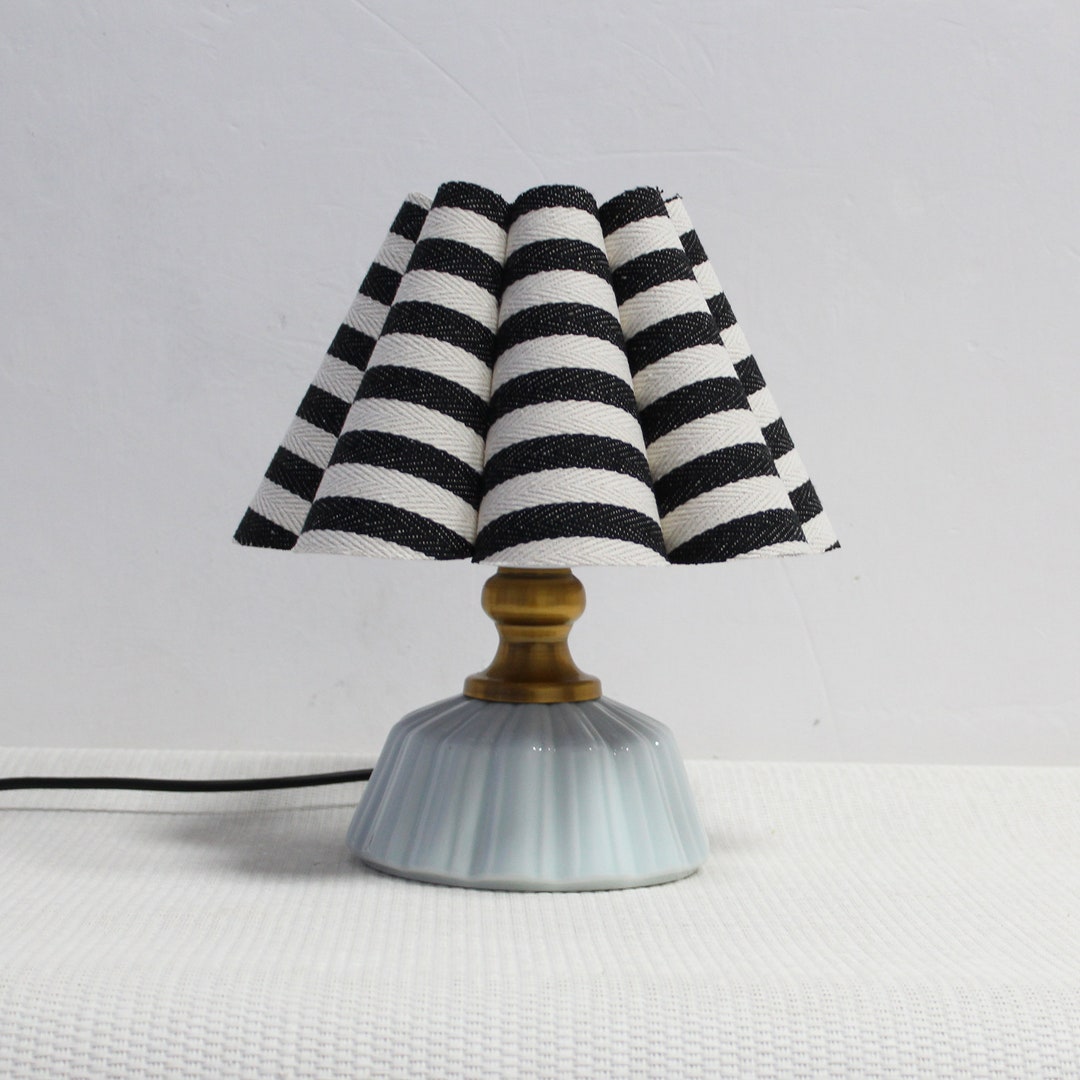 Handmade Black Stripe Fabric Table Lamp With Ceramic Base-95# - Etsy