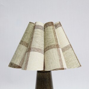 Duzy Khaki Checkered Fabric and Acrylic Skirt Shape Ceramic Table Lamp ...