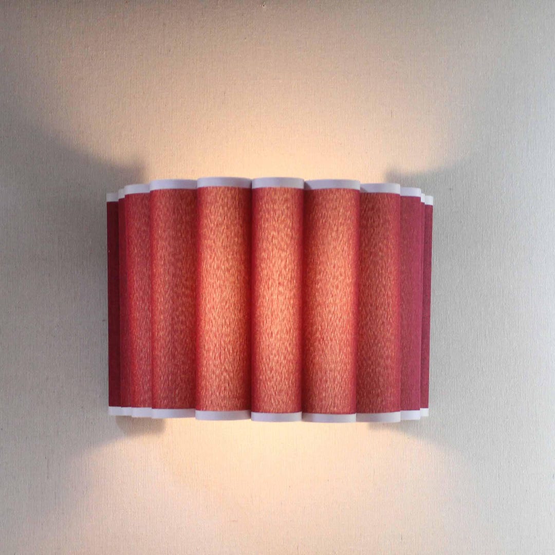 Handmade Wine Red Fabric Scallop Wall Lamp - Modern Light Fixture-132 ...