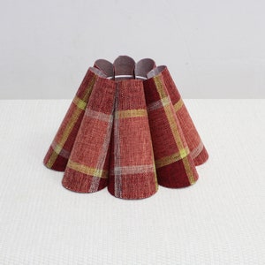 Handmade Red Plaid Fabric Lamp With Brown Ceramic Base for Home Decor ...