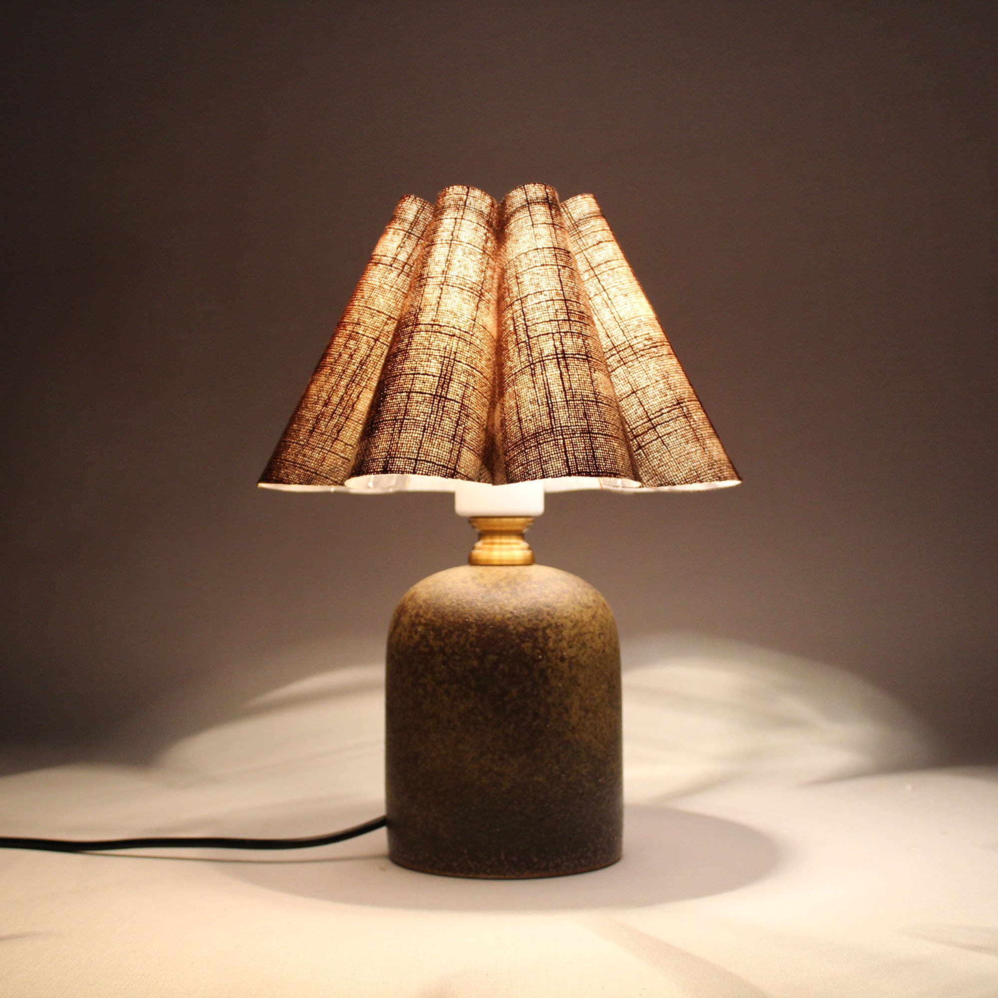 Handmade Brown Plaid Fabric Lamp With Ceramic Base for Home Decor-87 ...