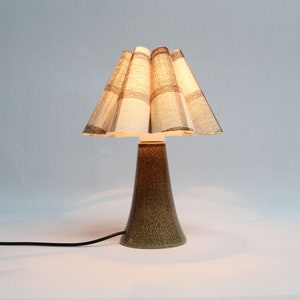 Duzy Khaki Checkered Fabric and Acrylic Skirt Shape Ceramic Table Lamp ...