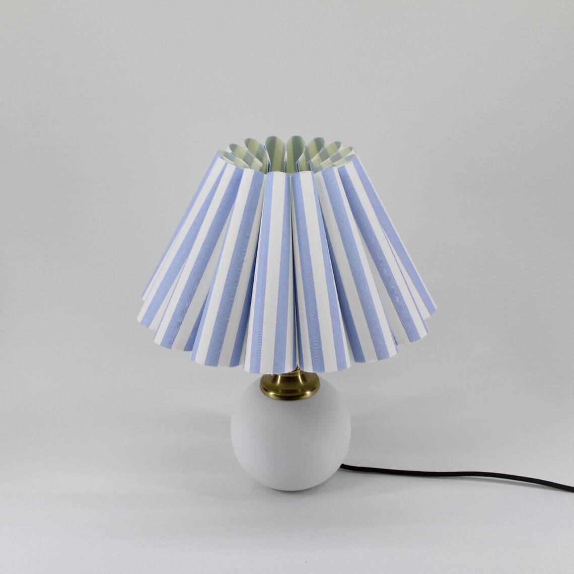 Handmade Scallop Light Blue Striped Lamp: Ceramic Base Table Lamp - Etsy