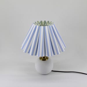 Handmade Scallop Light Blue Striped Lamp: Ceramic Base Table Lamp - Etsy