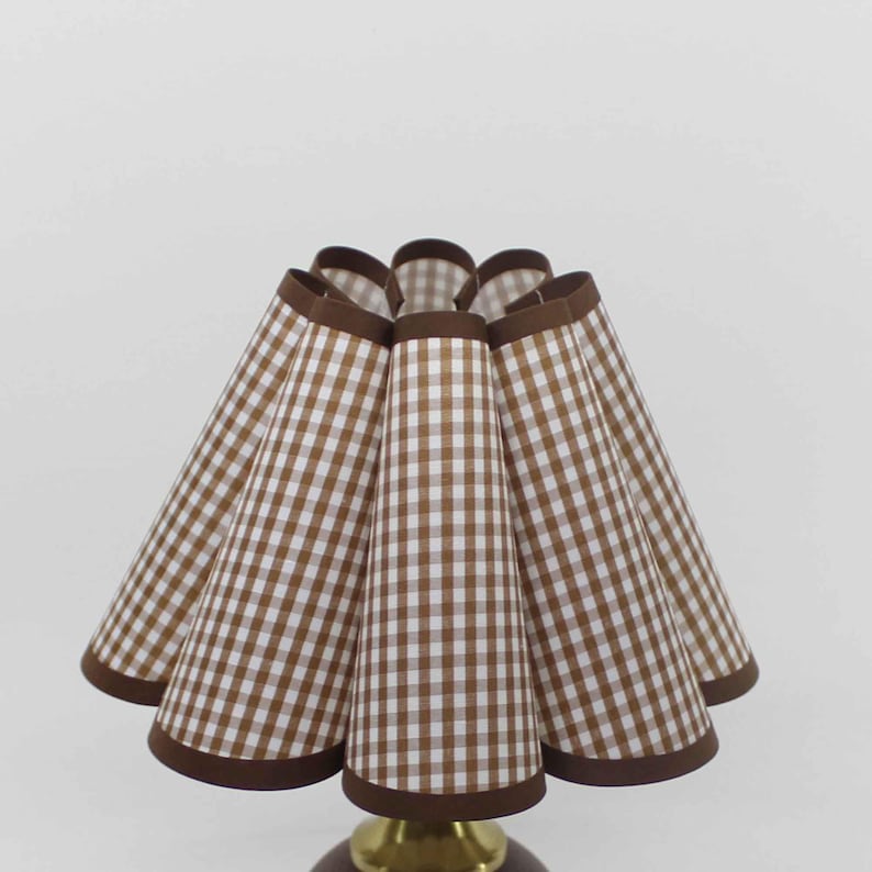 Handmade Brown Plaid Pleated Lampshade: Fabric & Acrylic Home Decor-122 ...