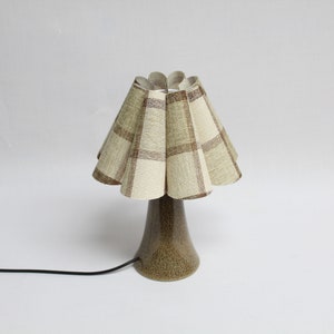 Duzy Khaki Checkered Fabric and Acrylic Skirt Shape Ceramic Table Lamp ...