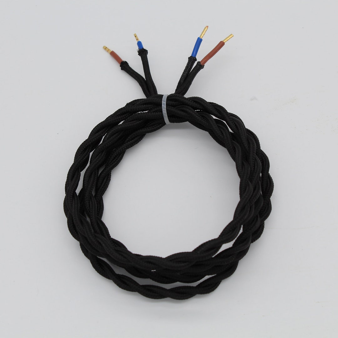 Edison Retro Pendant Lamp Double Black Braided Power Cord-diy Pendant ...