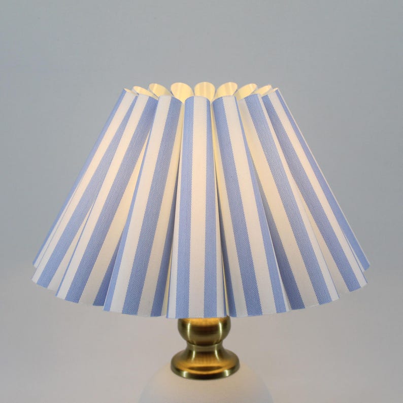 Handmade Scallop Light Blue Striped Lamp: Ceramic Base Table Lamp - Etsy