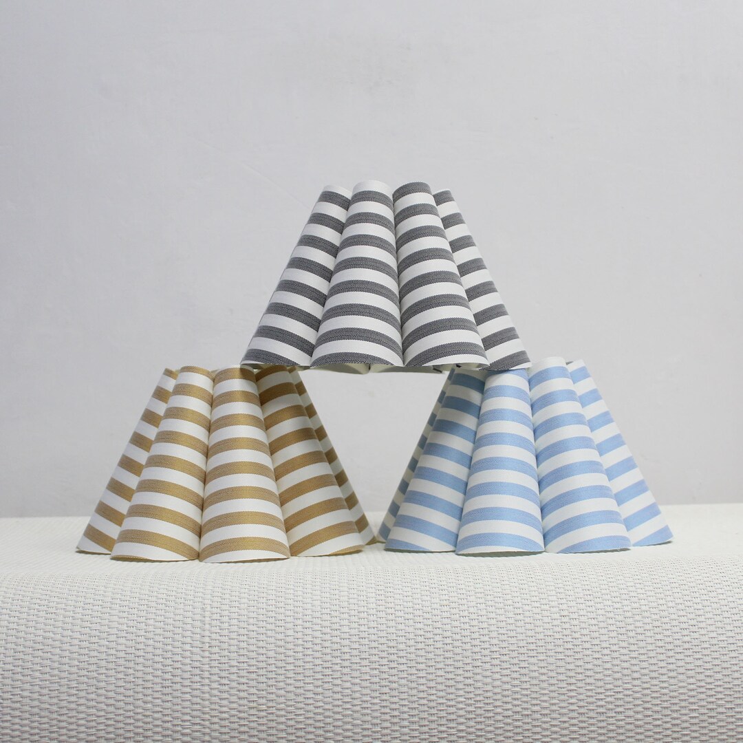 Duzy Handmade Stripe Fabric and Acrylic Pleated Lampshade, Custom Made ...