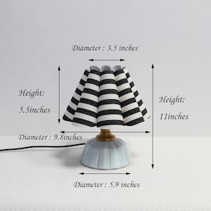 Handmade Black Stripe Fabric Table Lamp With Ceramic Base-95# - Etsy