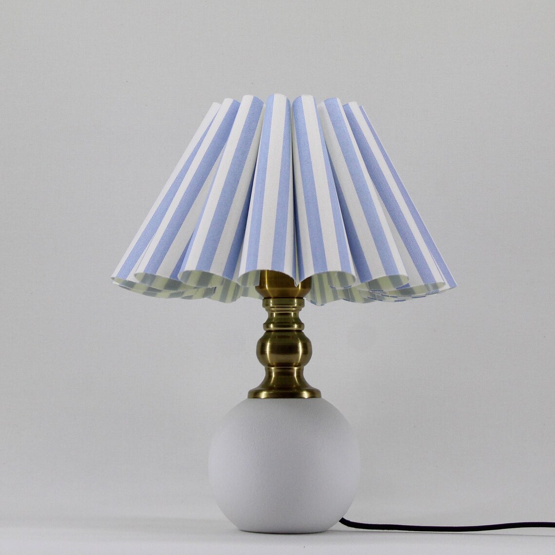Handmade Scallop Light Blue Striped Lamp: Ceramic Base Table Lamp - Etsy
