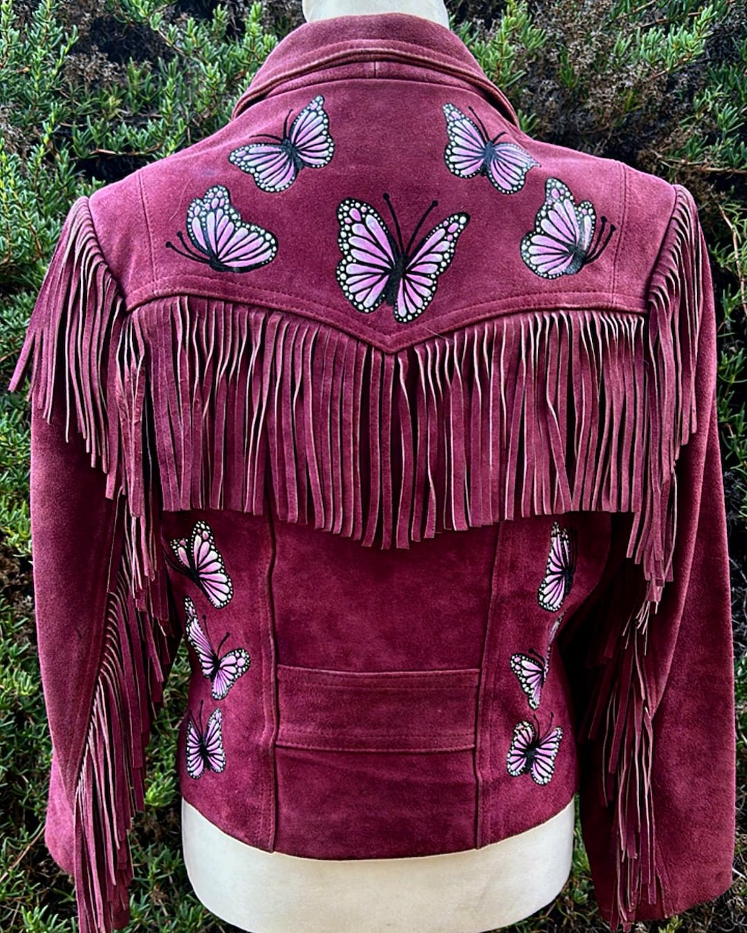 Hand-painted Vintage Wilson’s Leather Suede Fringe Dusty Rose Jacket ...