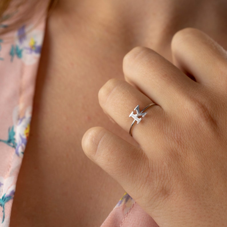 Sterling Silver Custom Initial Ring Women's Day Gift for - Etsy