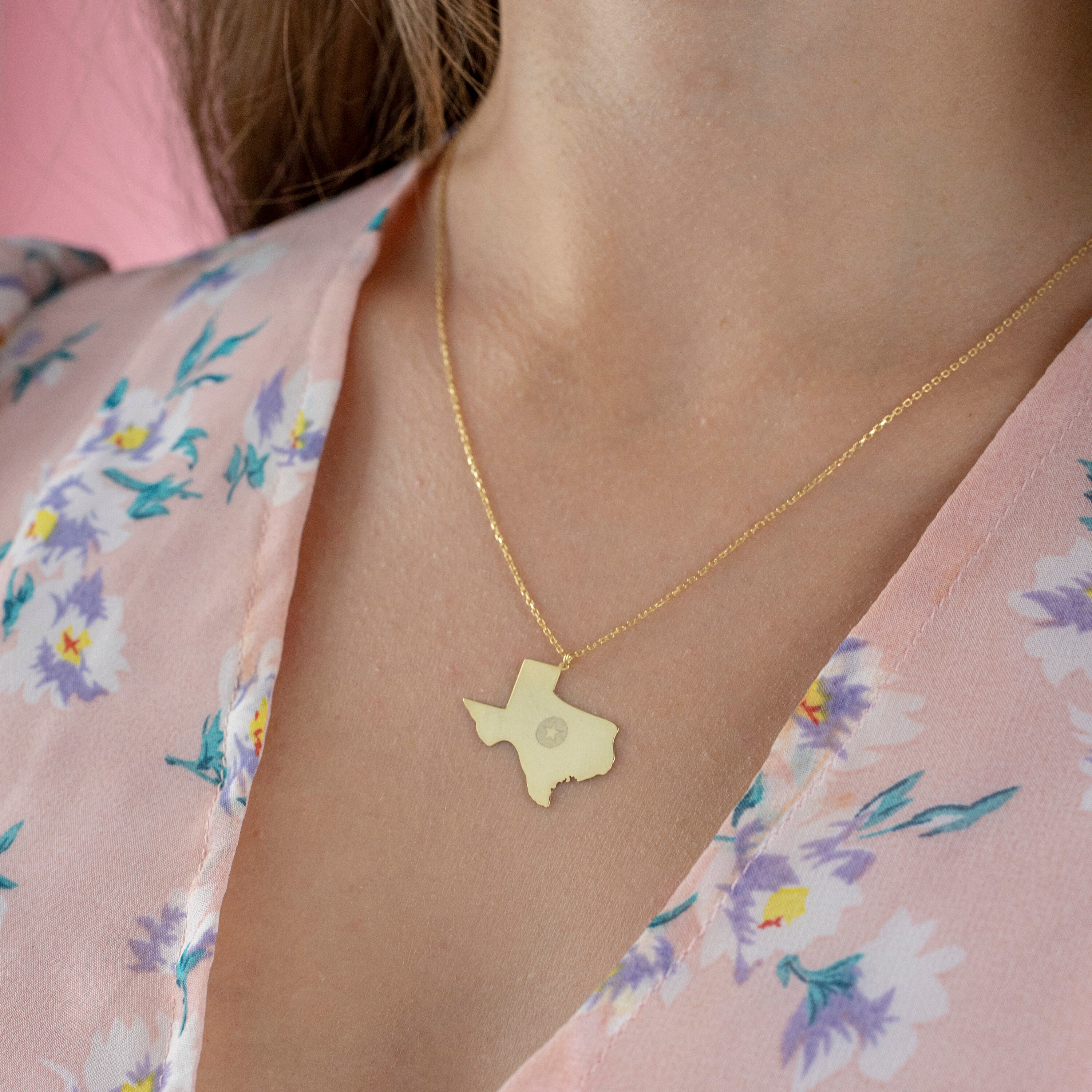 Texas Necklace Texas State Necklace Map Necklace State | Etsy