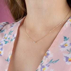 Baguette Diamond Necklace/ 14k Gold Baguette Diamond Necklace ...