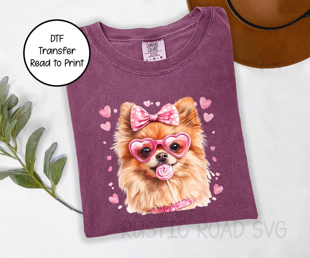 Dog Valentines DTF, Pomeranian Shirt Iron On, Valentines Day Transfer ...