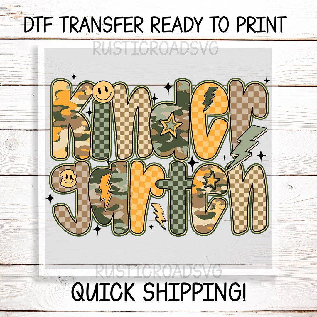 Boys Kindergarten Grade Shirt Transfer, Back to School DTF, Teacher ...