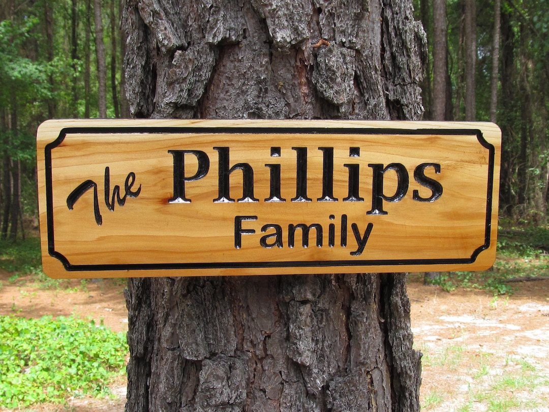 Custom Personalized Family Last Name Cedar Wood Sign With Carved in ...