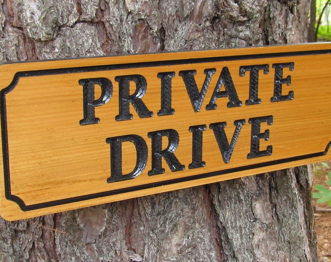 Custom Made Cedar Wood Private Drive Sign With Mounting - Etsy