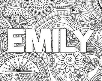 Personalized mandala name for download printable coloring | Etsy