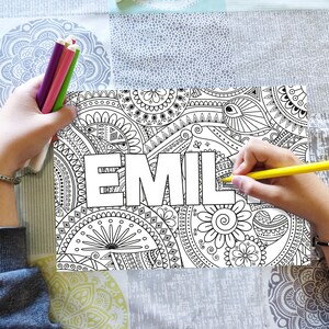 Personalized Mandala Name for Download, Printable Coloring Page Bold ...