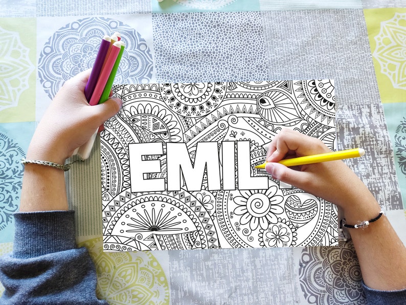 Personalized Mandala Name for Download, Printable Coloring Page Bold ...