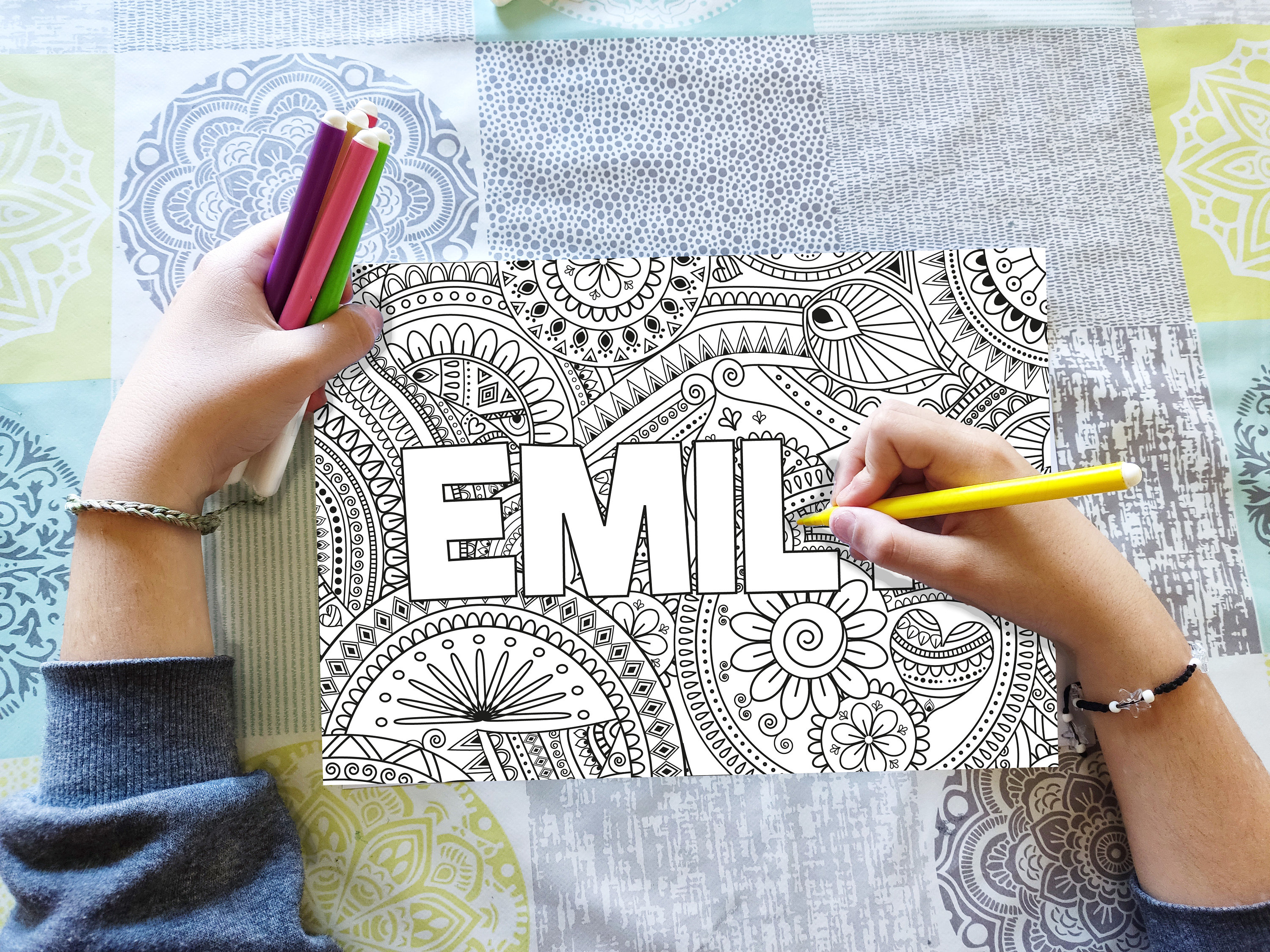 Personalized Mandala Name for Download, Printable Coloring Page Bold ...