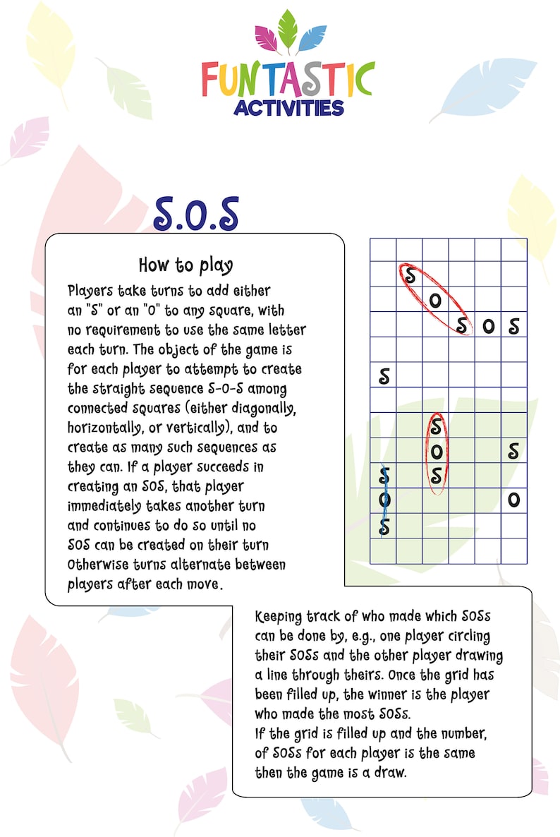 S.O.S, Paper and Pencil Game, Instent Download, A4 Games, Kids, Family ...
