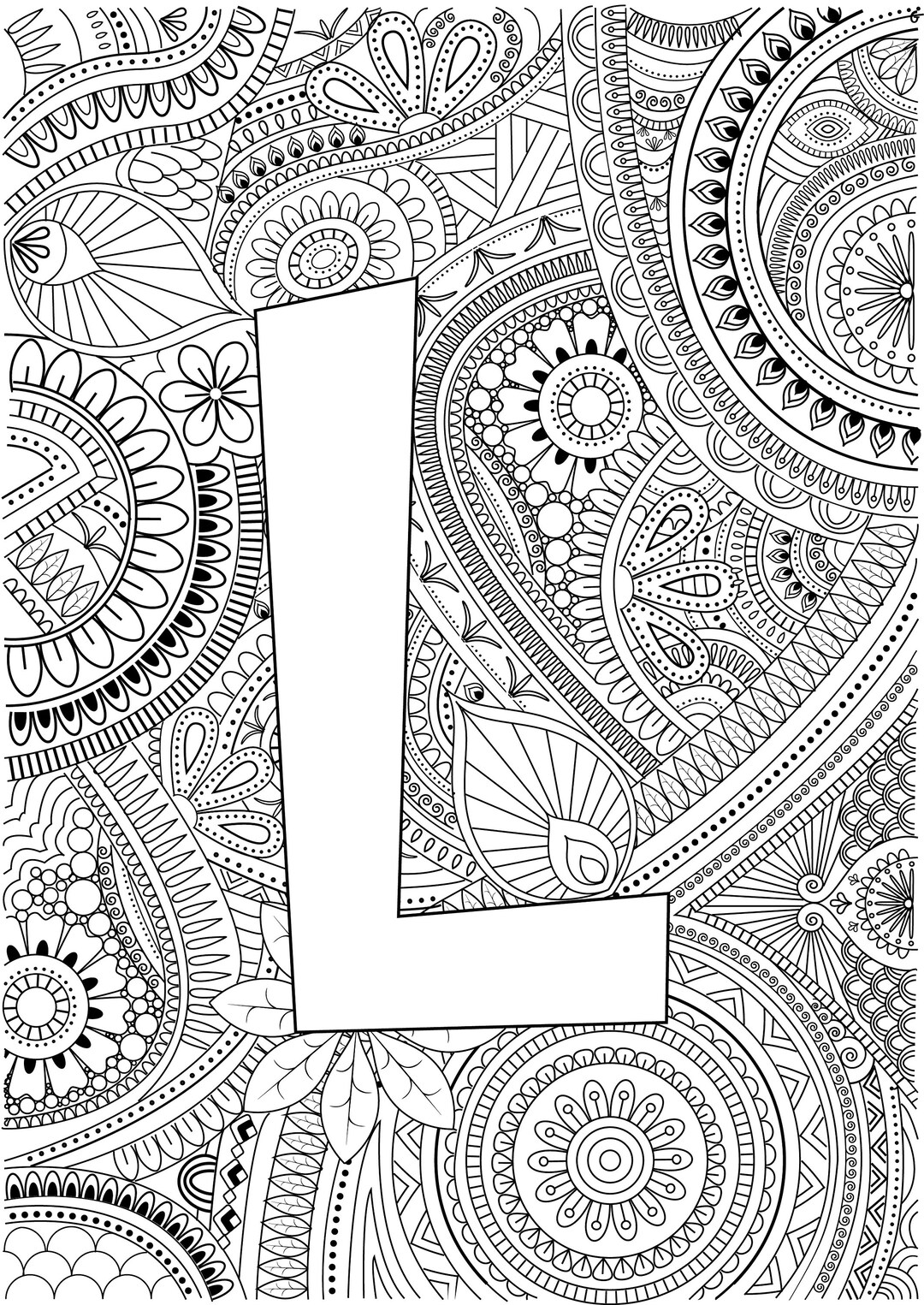 Adult Coloring Page, Alphabet Download, Mandala Colouring Letters - Etsy