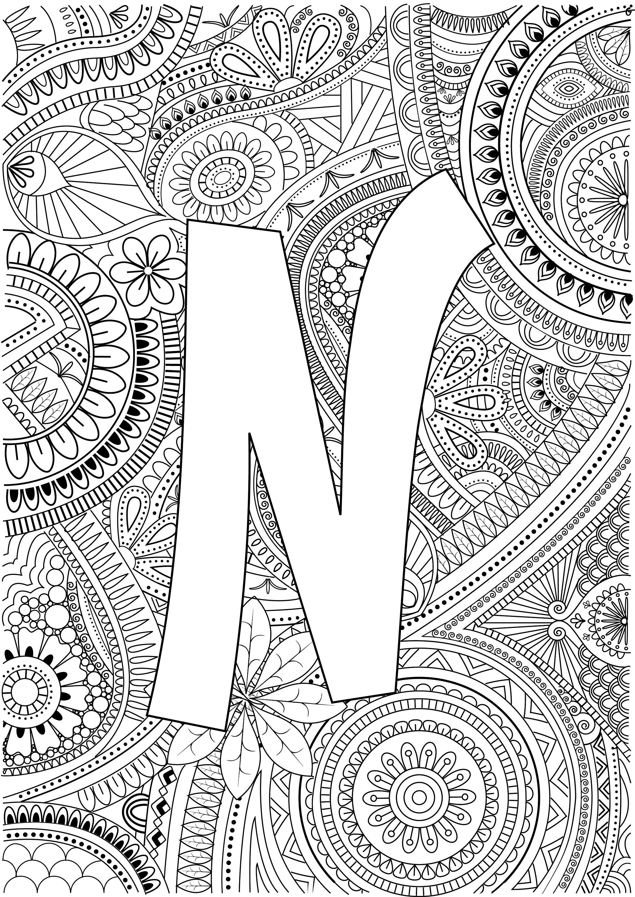 Adult Coloring Page, Alphabet Download, Mandala Colouring Letters - Etsy