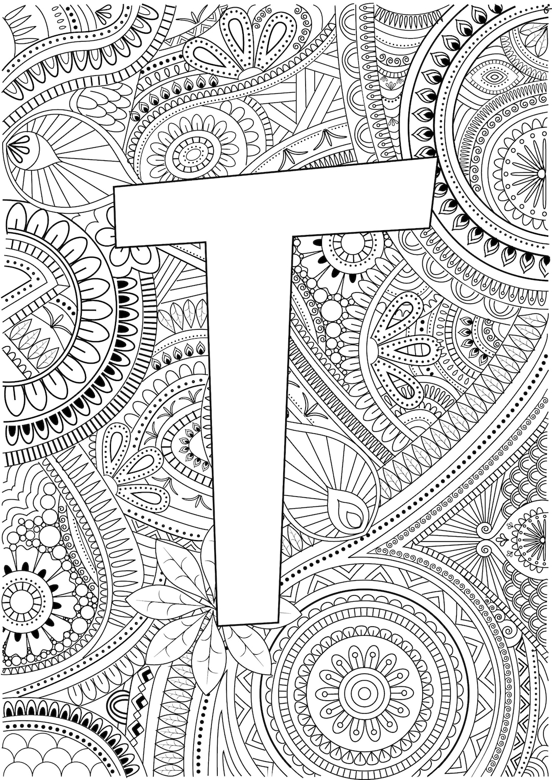 Adult Coloring Page, Alphabet Download, Mandala Colouring Letters - Etsy