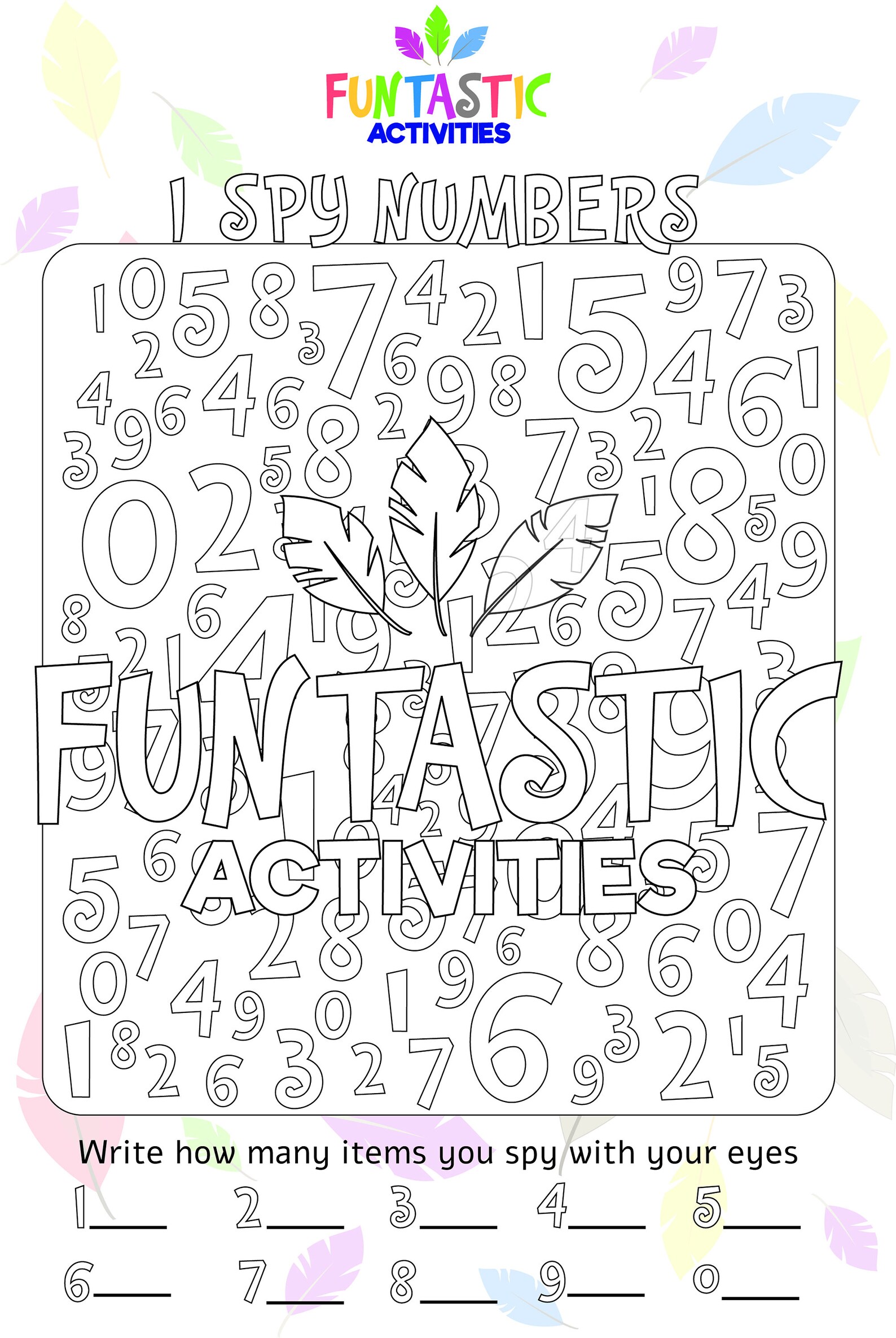 I SPY Numbers Activity Sheets, Paper and Pencil Game, Instent Download ...