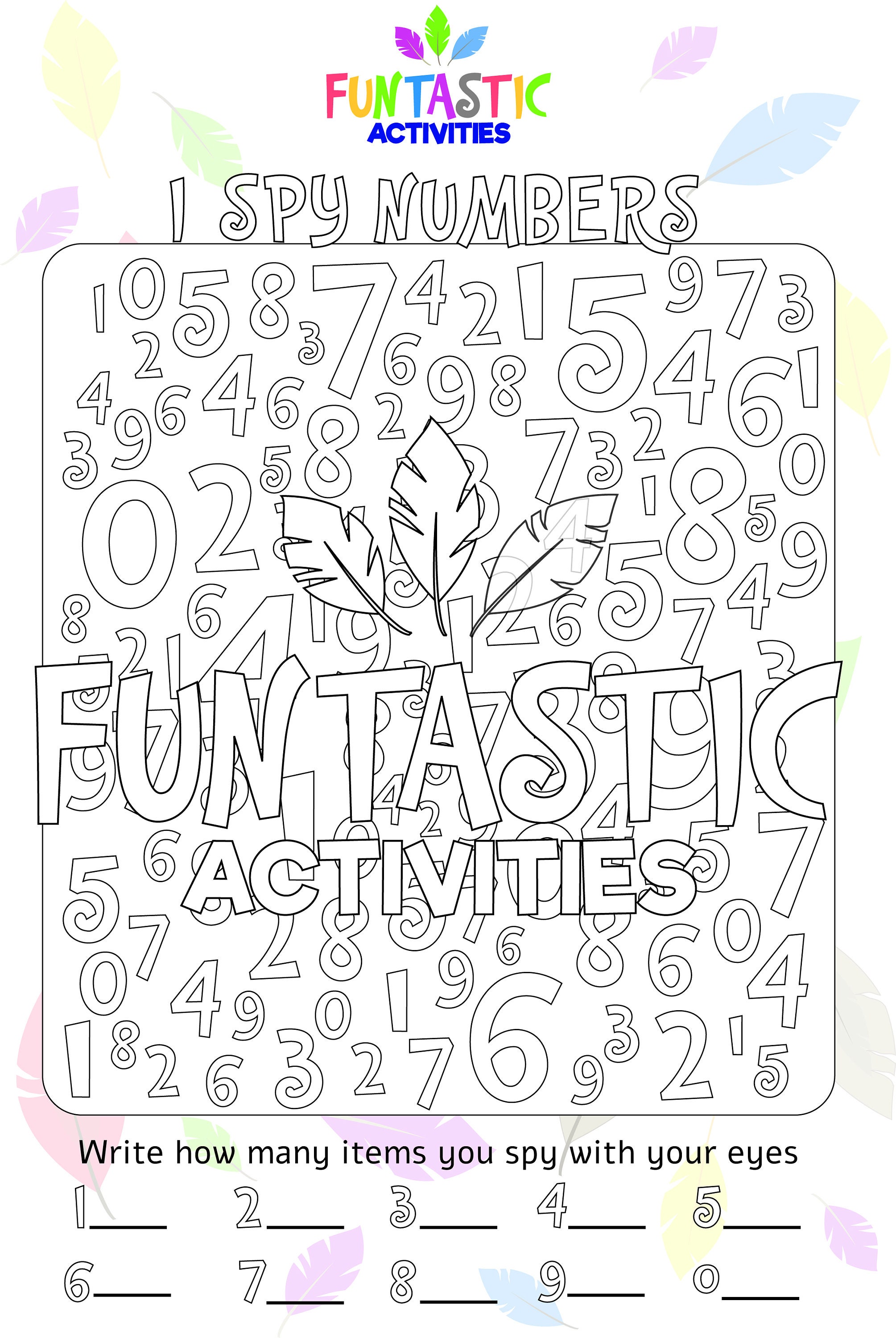 I SPY Numbers Activity Sheets, Paper and Pencil Game, Instent Download ...