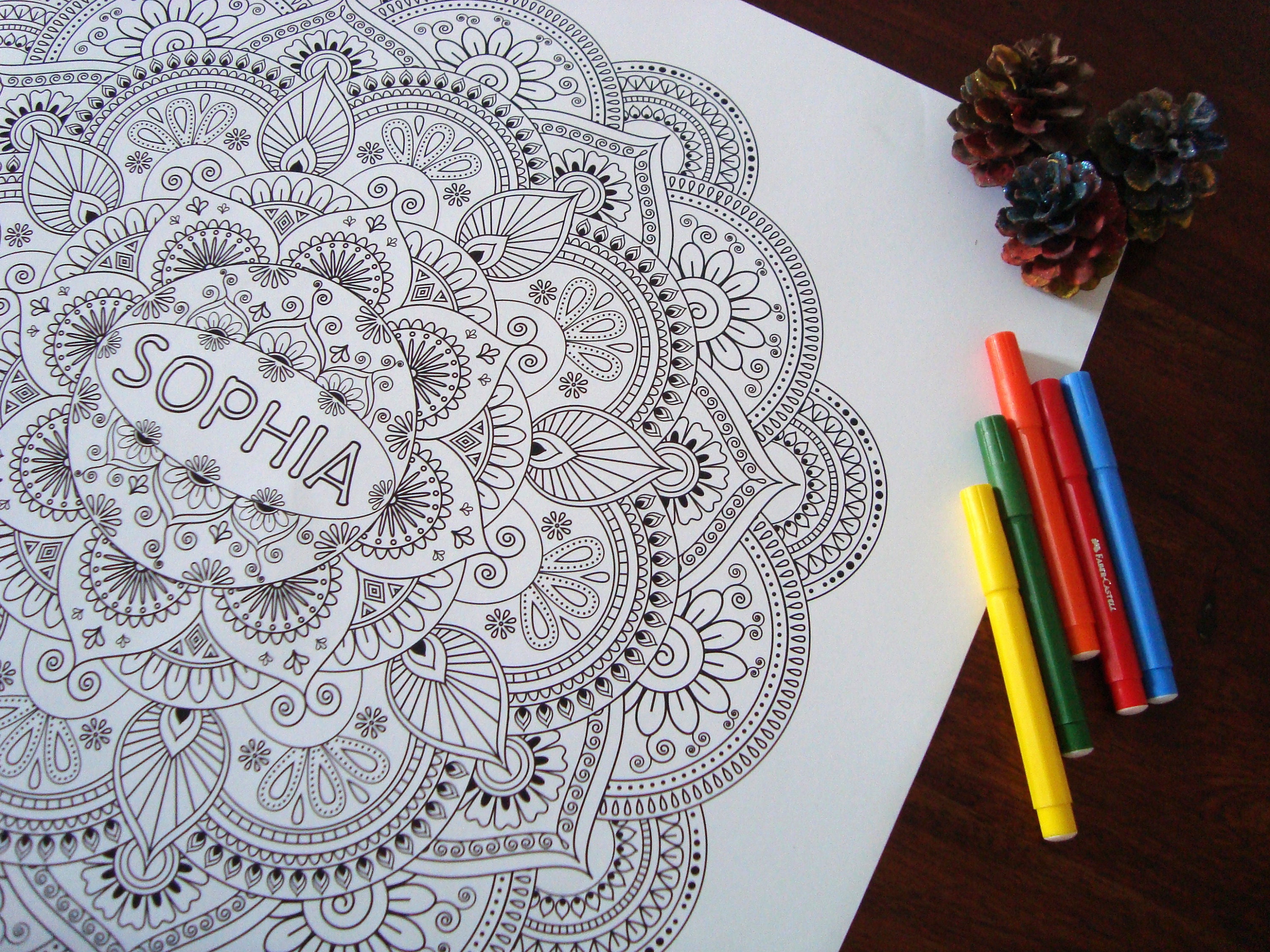 Big Coloring Mandala Poster Mandala Personalised With a Name or a Word ...