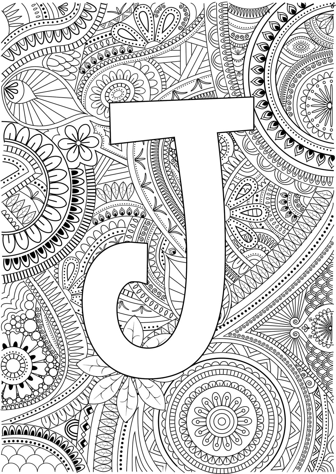 Adult Coloring Page, Alphabet Download, Mandala Colouring Letters - Etsy