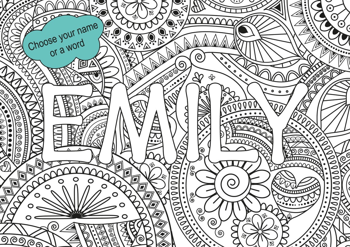 Personalized Mandala Name for Download, Printable Coloring Page Thin ...