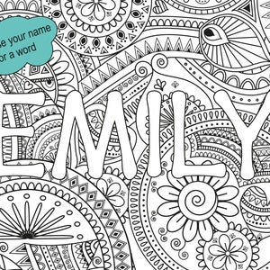 Personalized Mandala Name for Download, Printable Coloring Page Thin ...