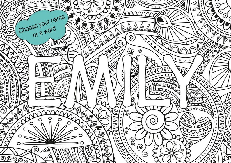 Personalized Mandala Name for Download, Printable Coloring Page Thin ...