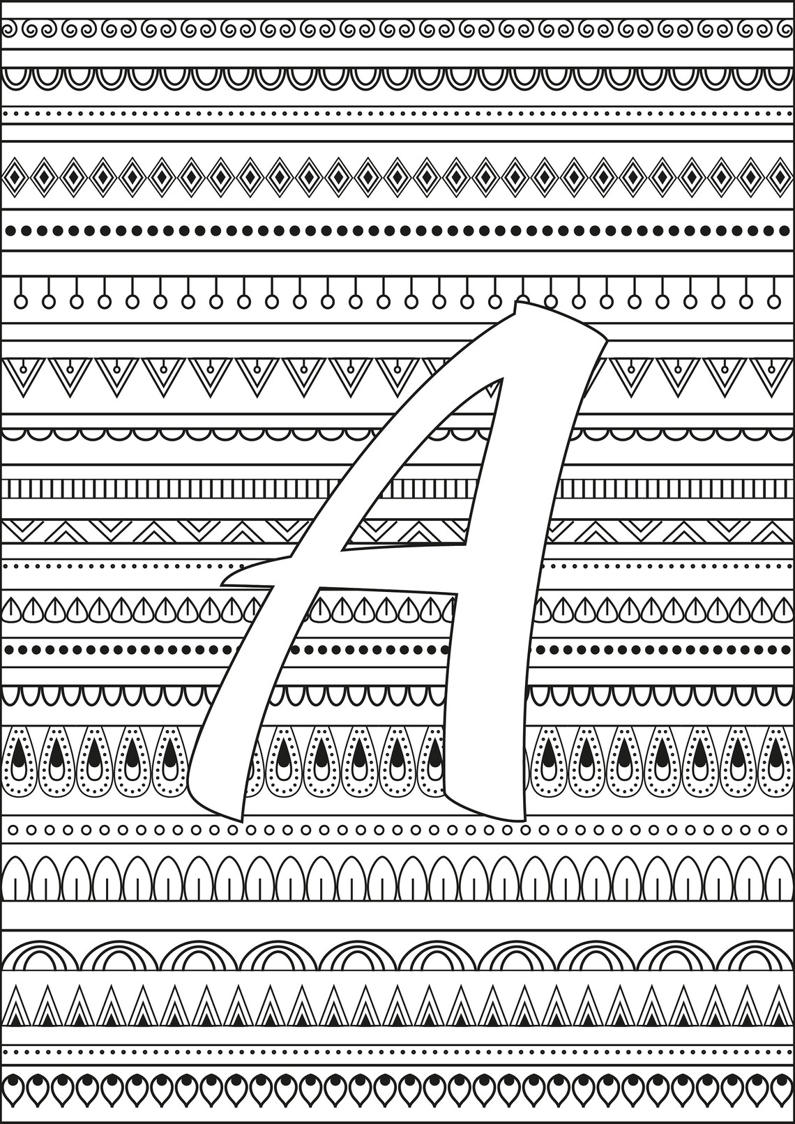 Adult Coloring Page, Alphabet Download, Mandala Colouring Letters A - Etsy
